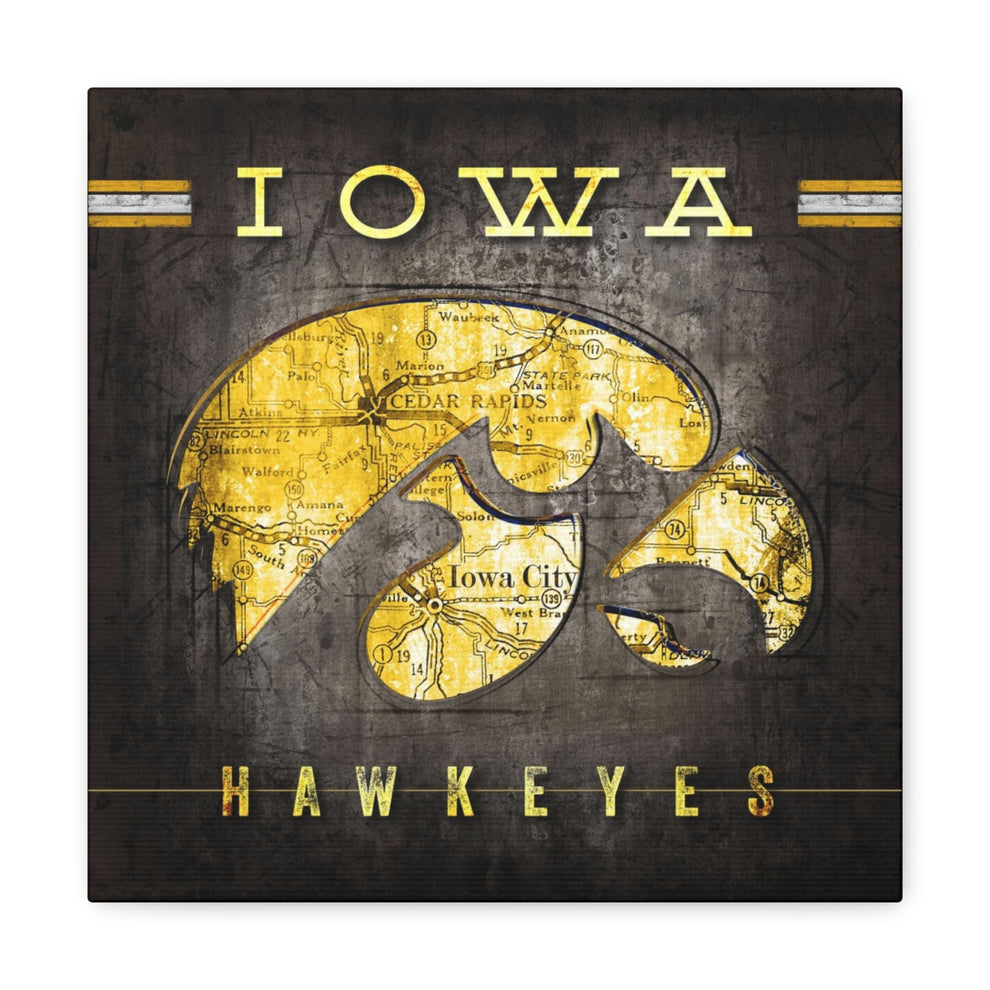 Iowa Hawkeyes Vintage Canvas Map – Retro League Art